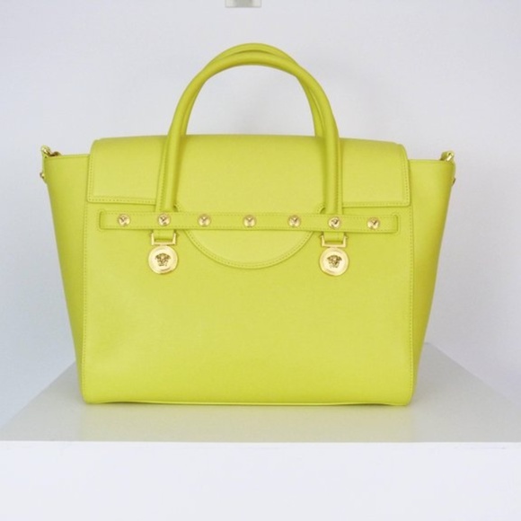 Versace | Bags | Versace Leather Large Signature Tote Bag Yellow | Poshmark